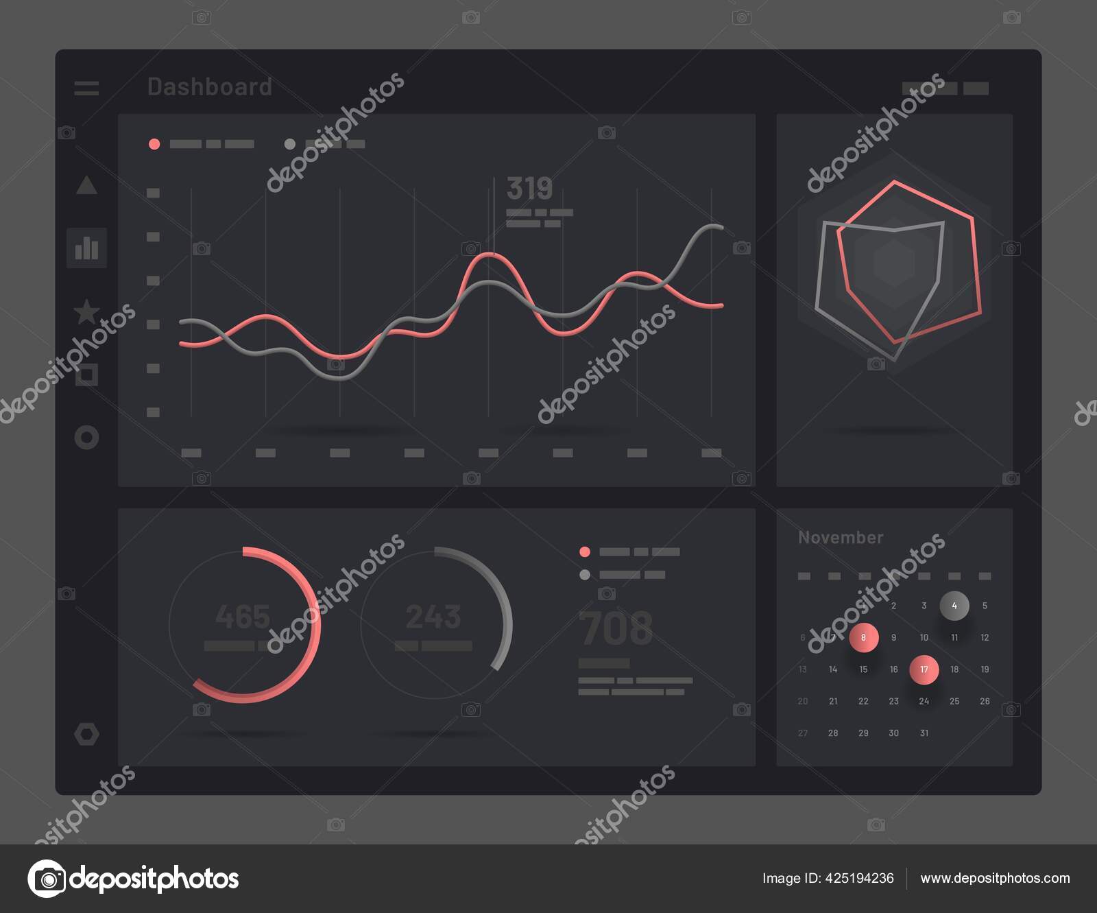 Web app Dashboard UI and UX Kit. Stock Vector by ©dimakostrov 425194236