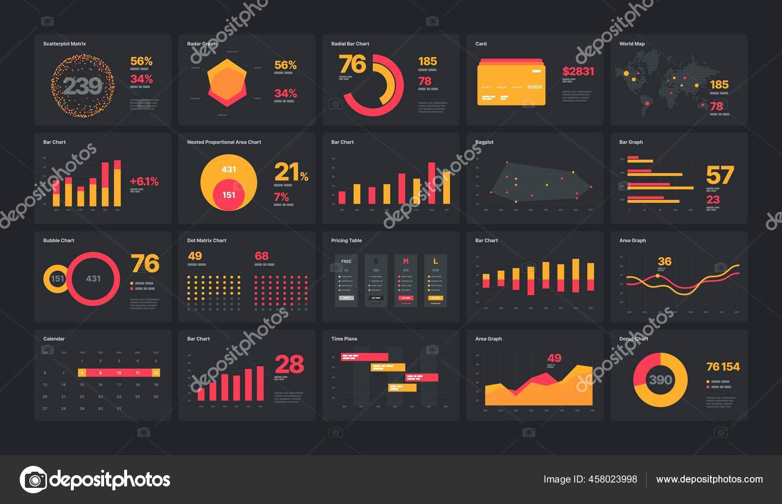 Infographic elements. UI and UX Kit with big data visualization. Stock ...