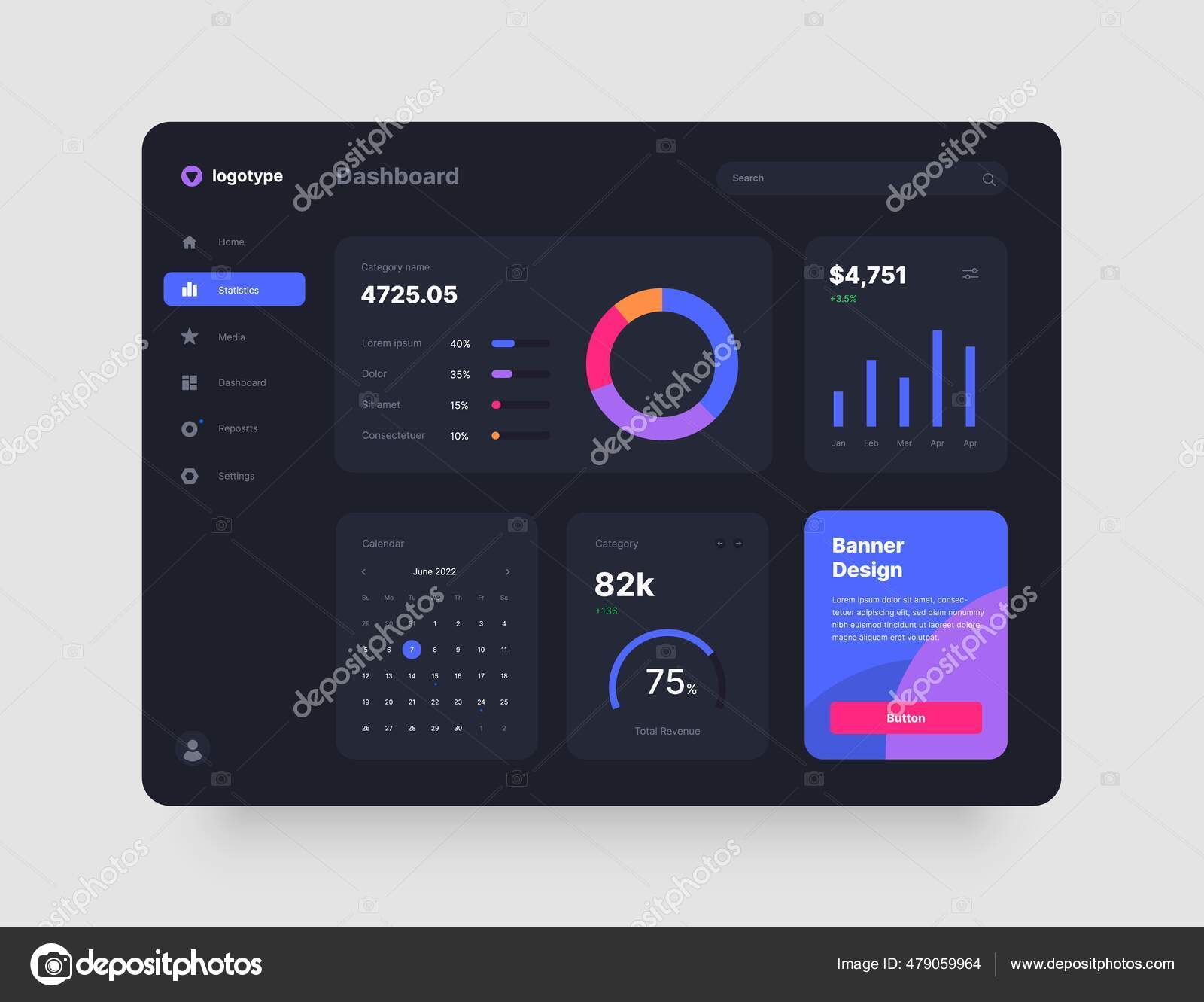 Wireframes screens. Dashboard UI and UX Kit design. Stock Vector by ...