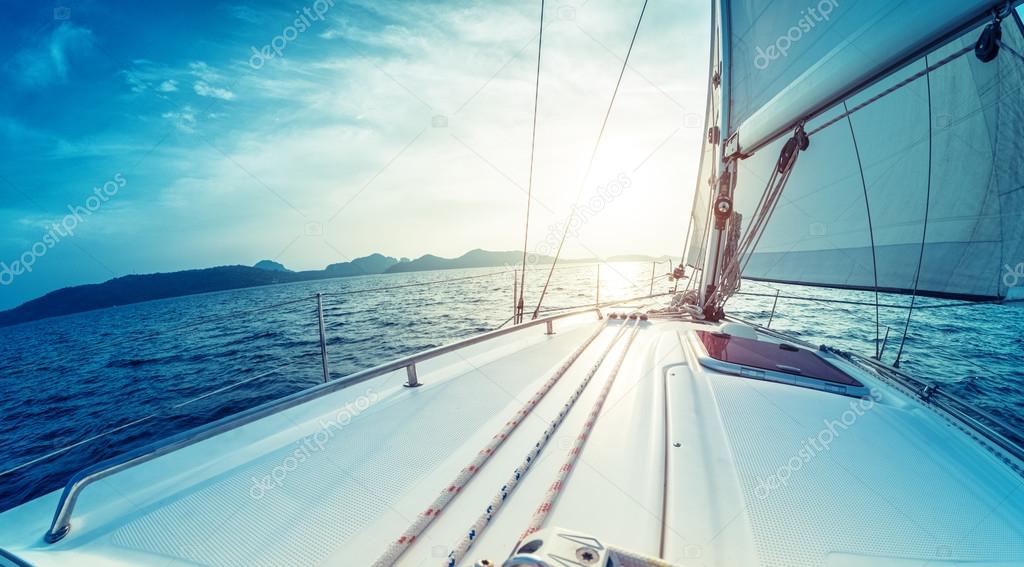 Sailing boat moving in the sea — Stock Photo © mihtiander #115475306