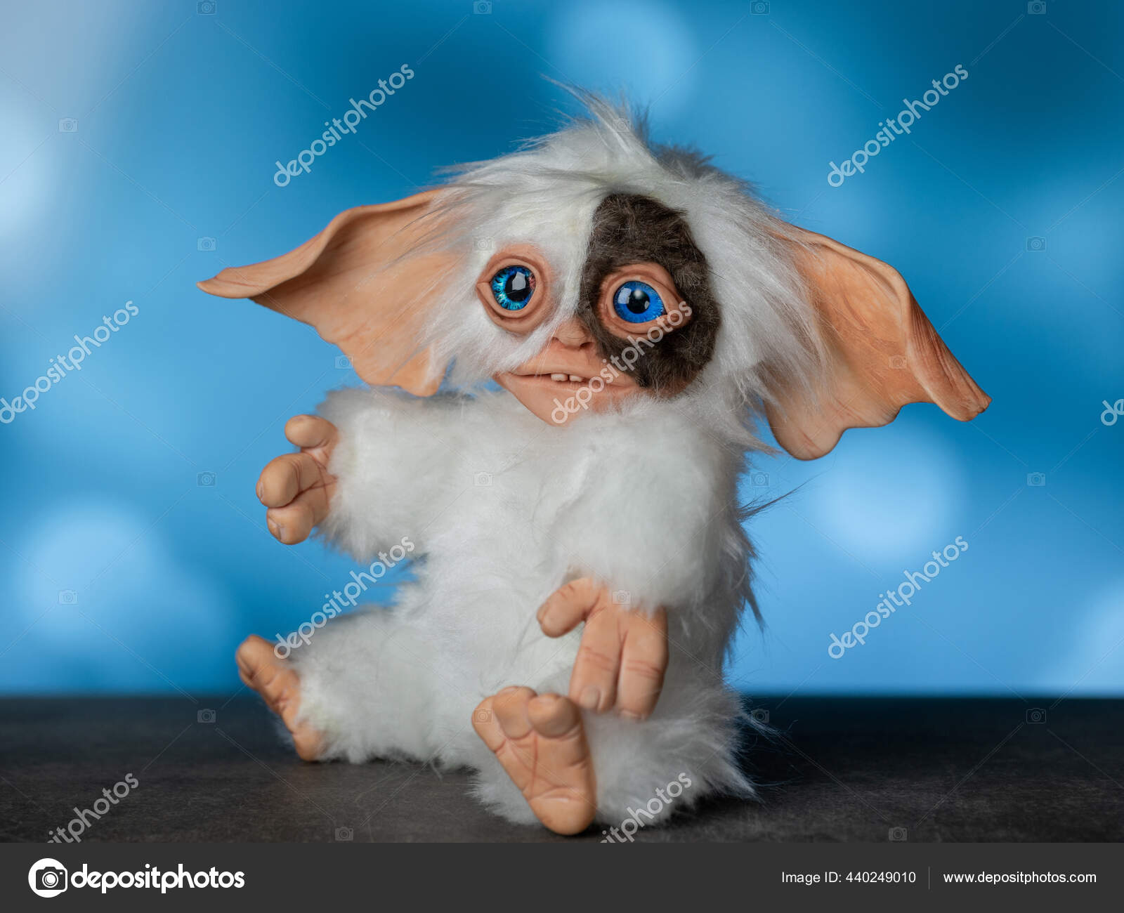 Toy Gremlin Gizmo, hand made in a mixed technique from faux fur and ...