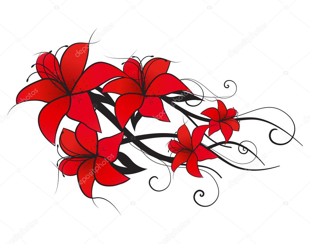 Vector red lily Stock Vector by ©odina222 119901396