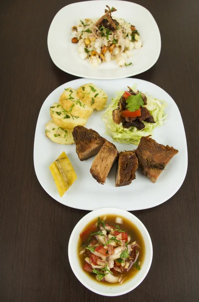 fritada with mote con chicharron fried pork hominy toasted corn nuts ...