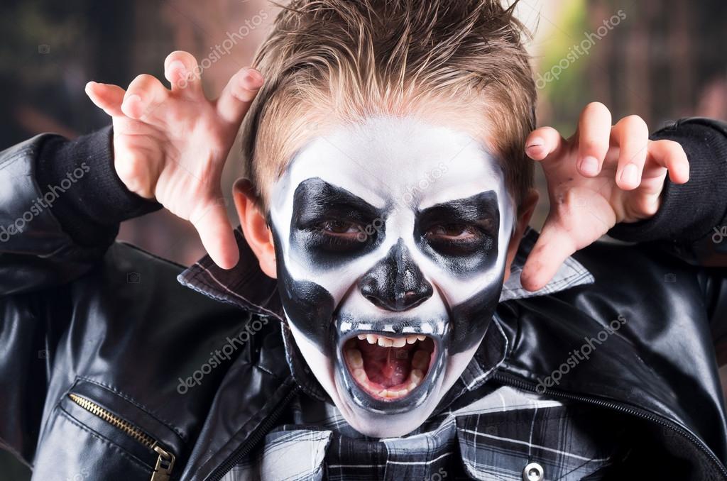 Half Skeleton Makeup Boy