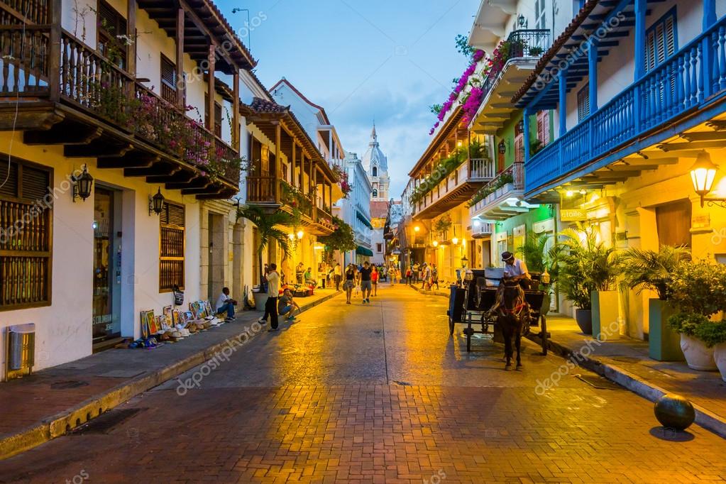 Beautiful streets in Cartagena, Colombia – Stock Editorial Photo ...