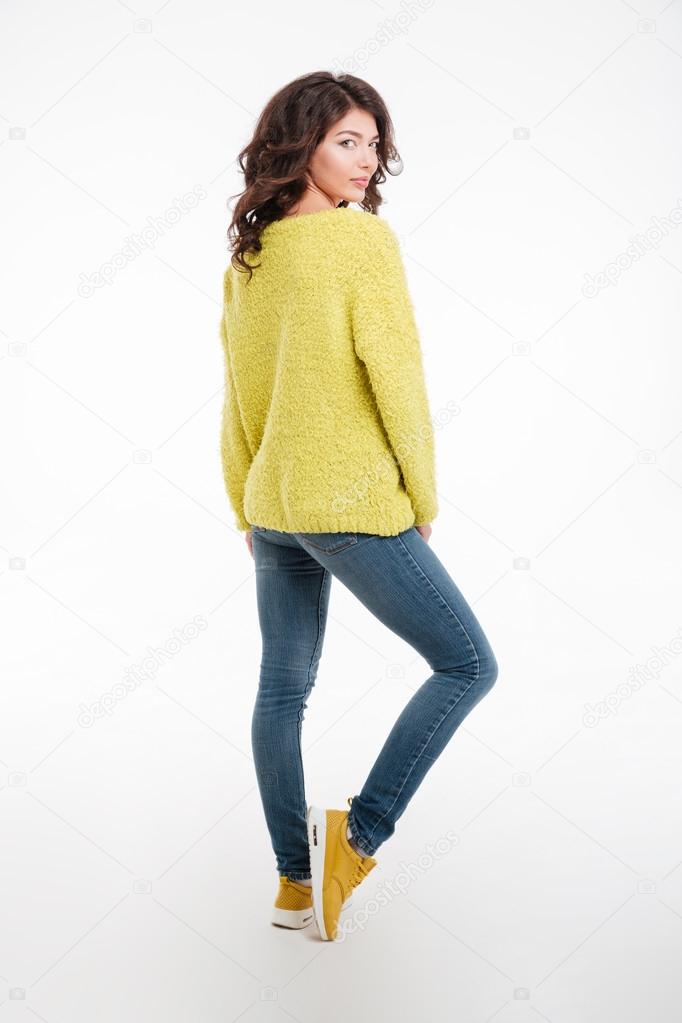 Beautiful woman looking back at camera Stock Photo by ©Vadymvdrobot ...