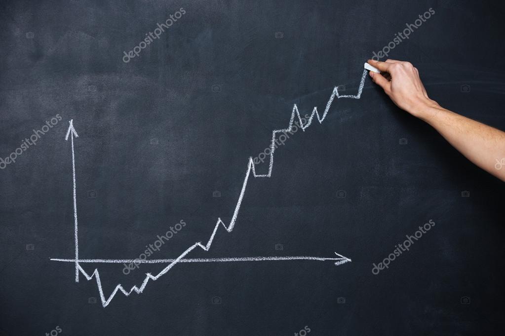 Decreasing and increasing graph on chalkboard Stock Photo by ...