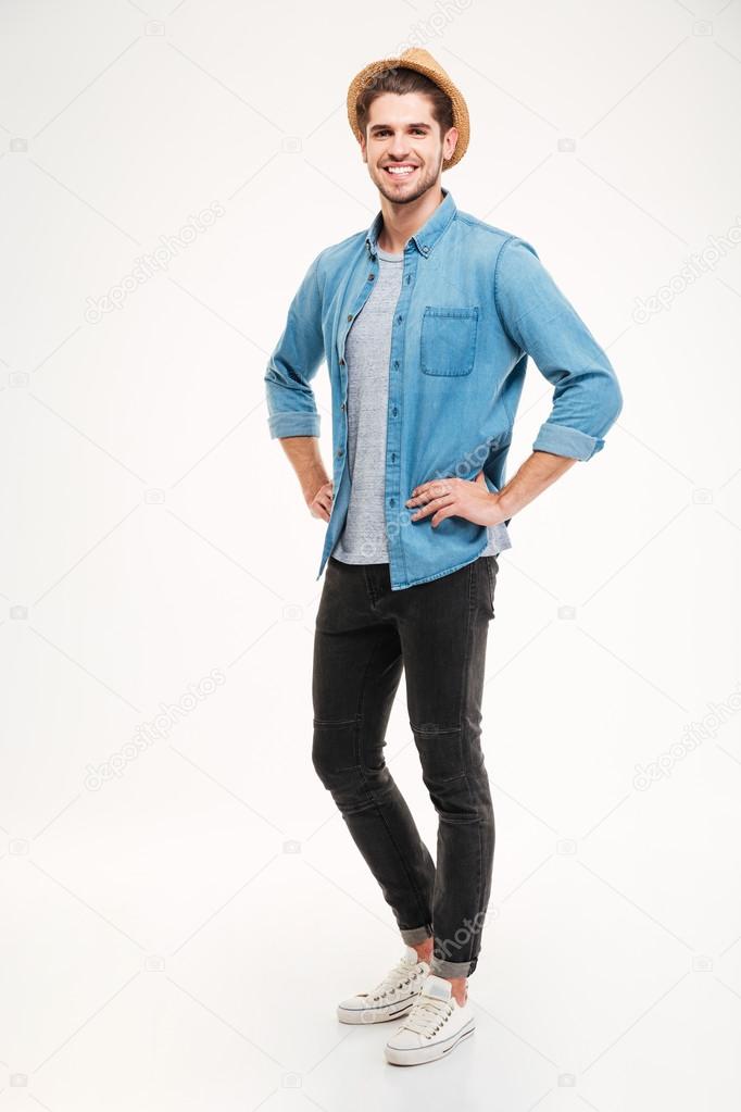 Full length portrait of a handsome man standing over white Stock Photo ...
