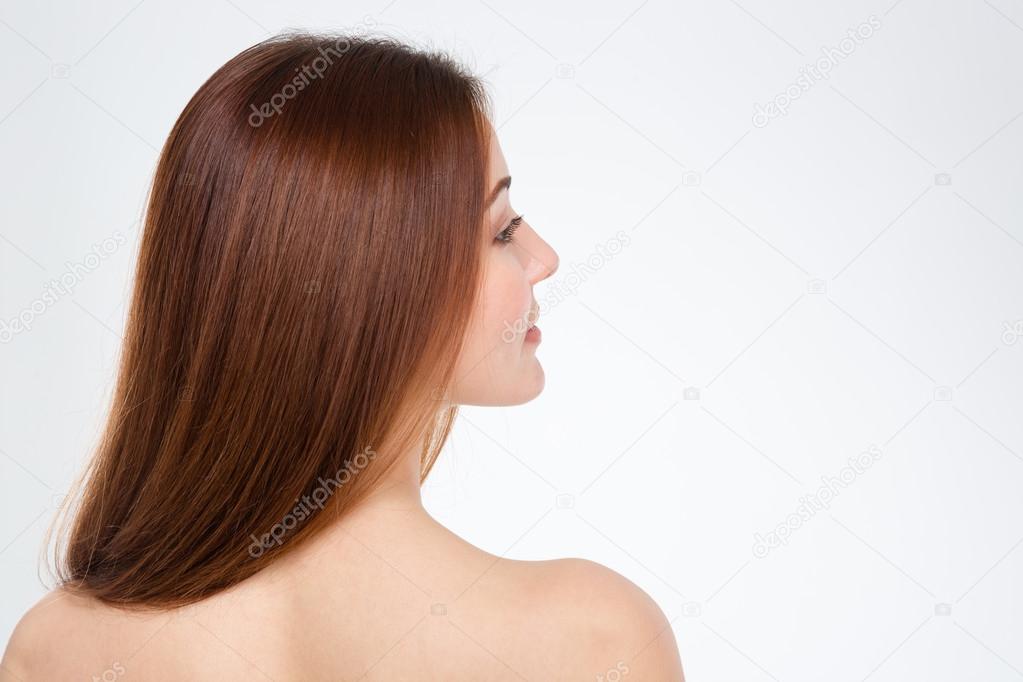 Back view of sensual attractive woman with long healthy hair Stock ...