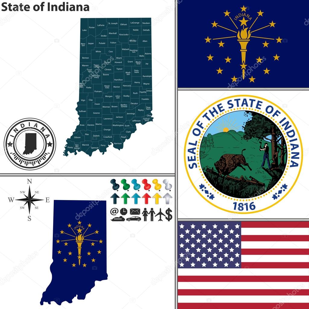Map of state Indiana, USA Stock Vector Image by ©sateda #55881047