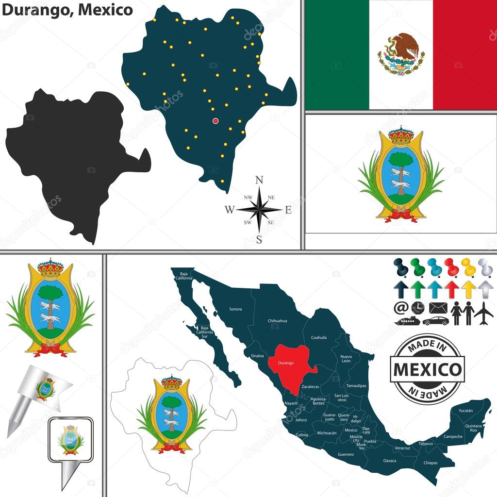 Mapa de Durango, México vector, gráfico vectorial © sateda imagen #57636157
