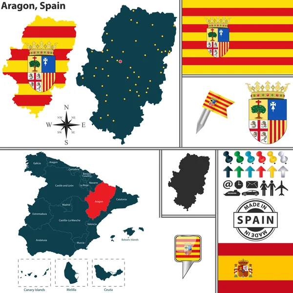 Map of aragon Vector Art Stock Images | Depositphotos