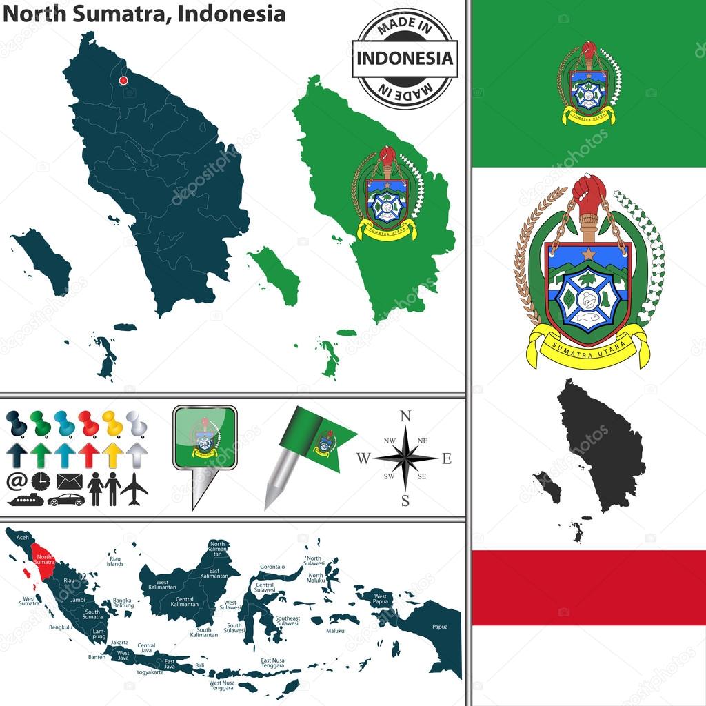 Map of North Sumatra, Indonesia Stock Vector Image by ©sateda #73420509