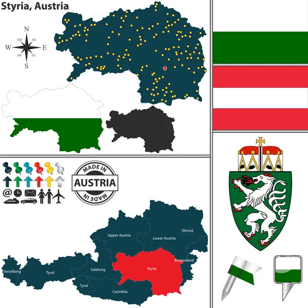O mapa de styria Vector Art Stock Images | Depositphotos
