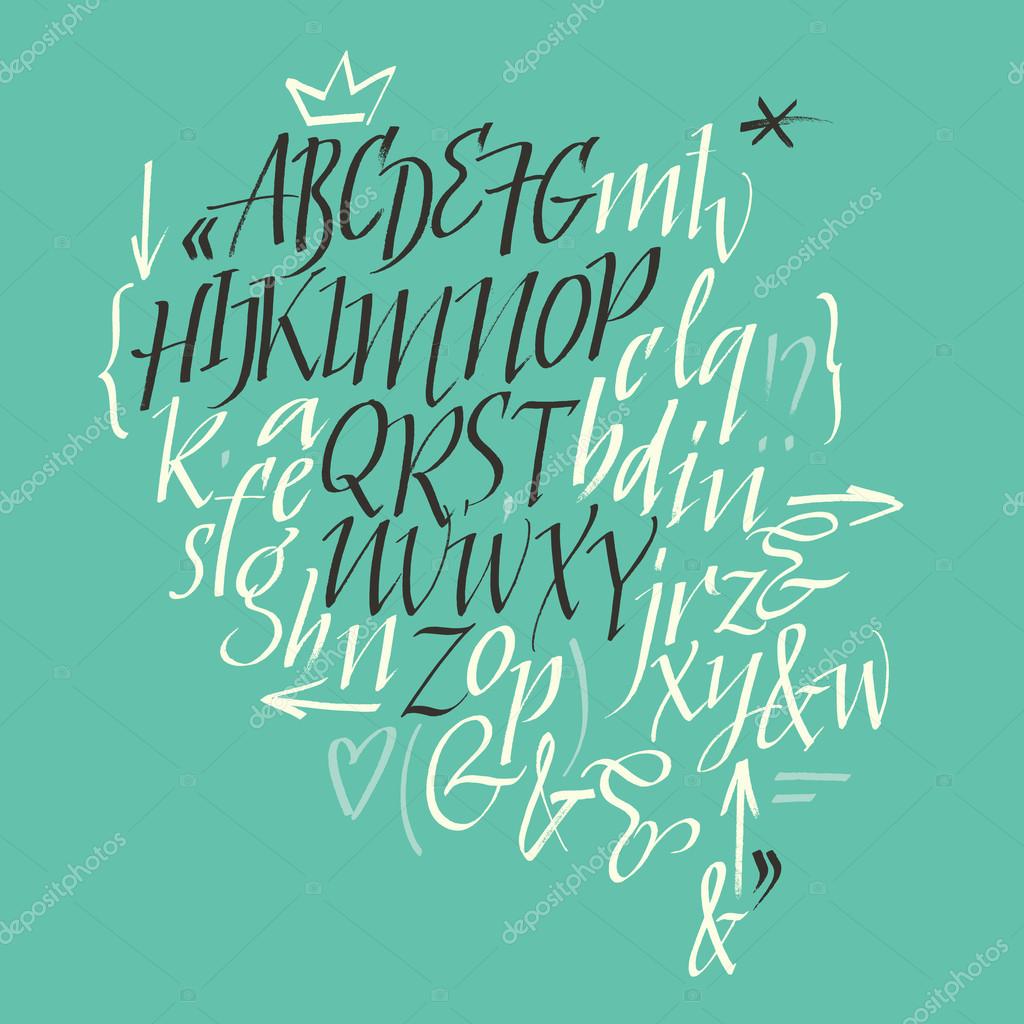 Vector alphabet. Hand drawn letters. Letters of the alphabet written ...