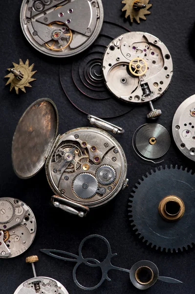Old clock, gears and mechanisms. top view - Stock Image - Everypixel