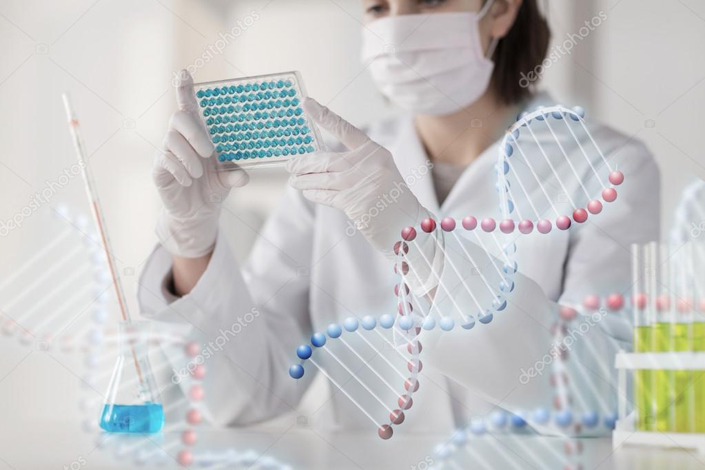 Close up of scientist making test in lab — Stock Photo © Syda ...
