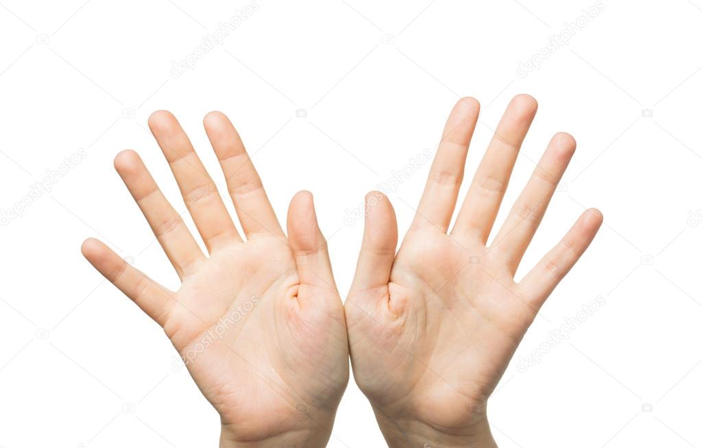 Close up of two hands showing palms — Stock Photo © Syda_Productions ...
