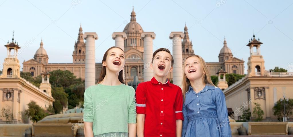 Amazed children over national museum of barcelona Stock Photo by ©Syda ...