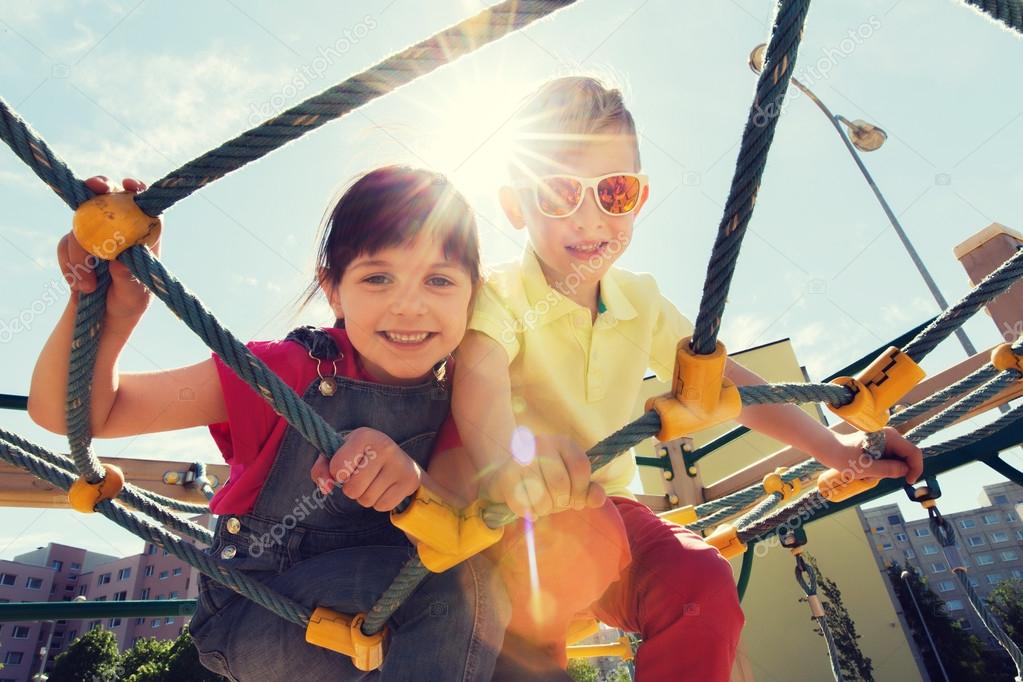 Group of happy kids on children playground — Stock Photo © Syda ...