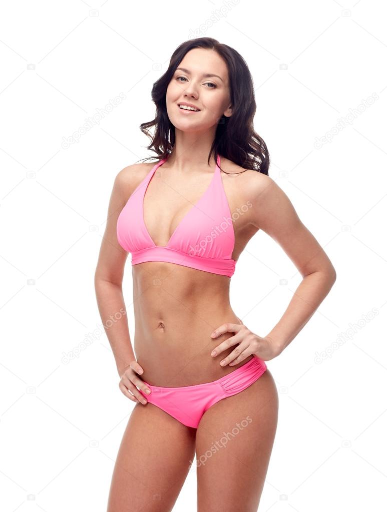 Glückliche Junge Frau Im Rosa Bikini Badeanzug Stockfotografie Lizenzfreie Fotos © Syda