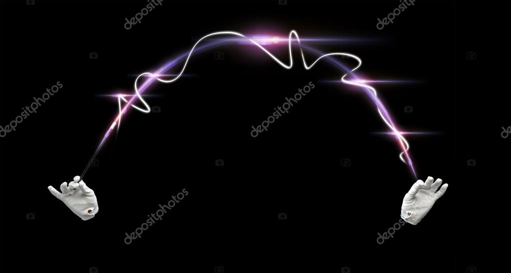 Magician hands with magic wand showing trick Stock Photo by ©Syda ...
