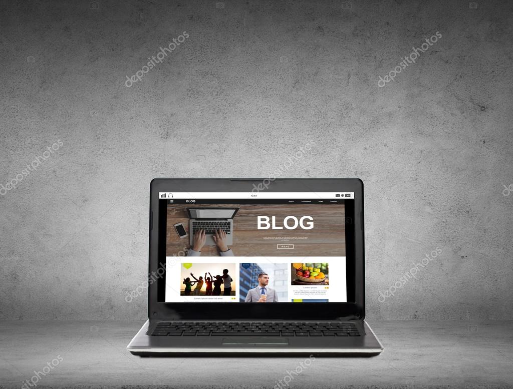 Laptop computer with blog web page on screen — Stock Photo © Syda ...