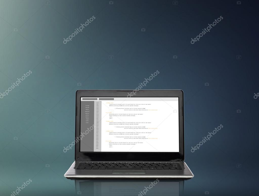 Laptop computer with coding on screen — Stock Photo © Syda_Productions ...