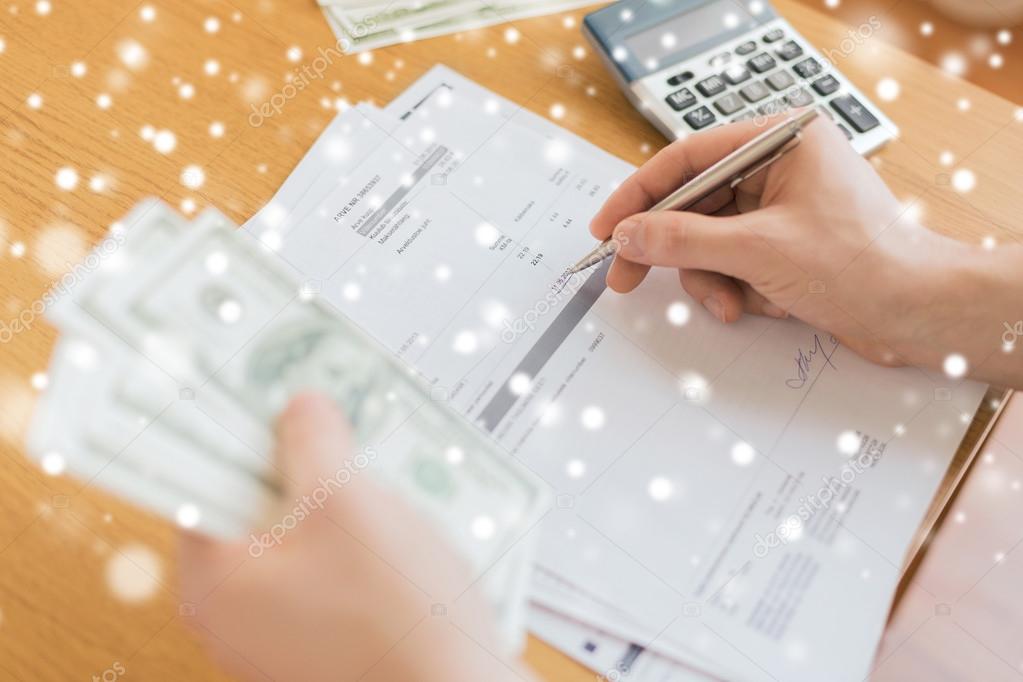 Close up of man counting money and making notes Stock Photo by ©Syda ...