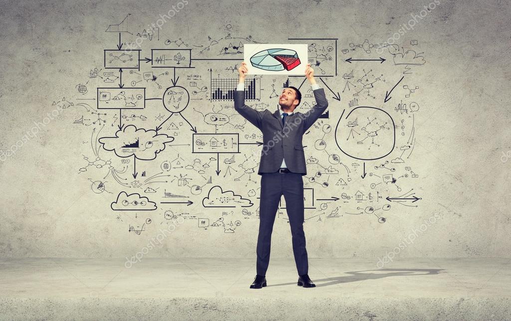 Smiling businessman with white board with diagram — Stock Photo © Syda ...