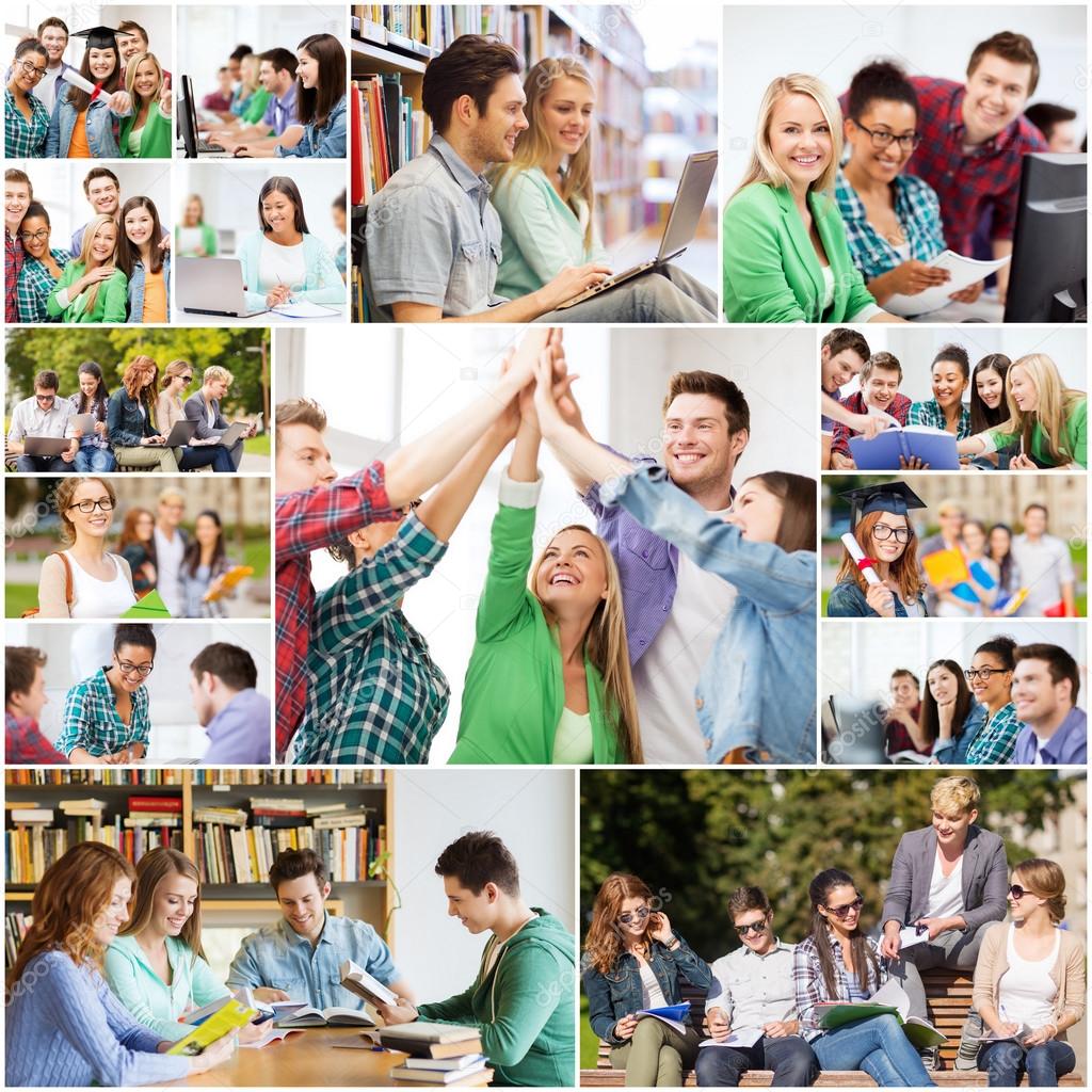 Collage with many pictures of college students Stock Photo by ©Syda ...