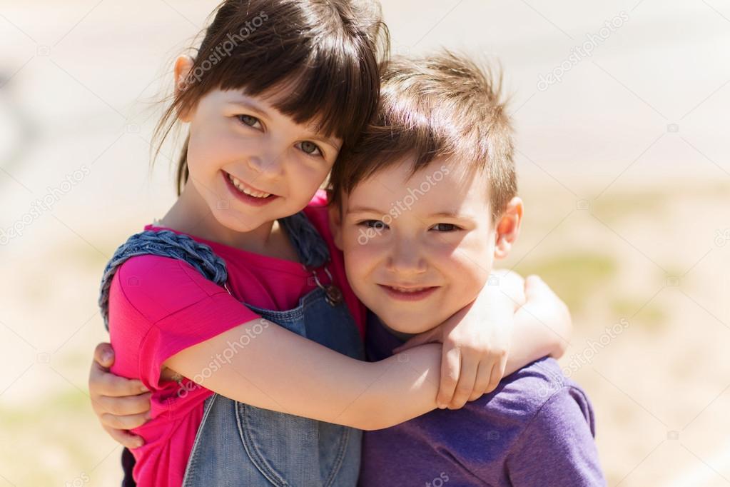 Two Little Kids Hugging