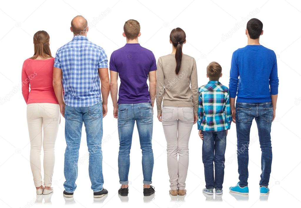 Group Of People Looking Up From Behind