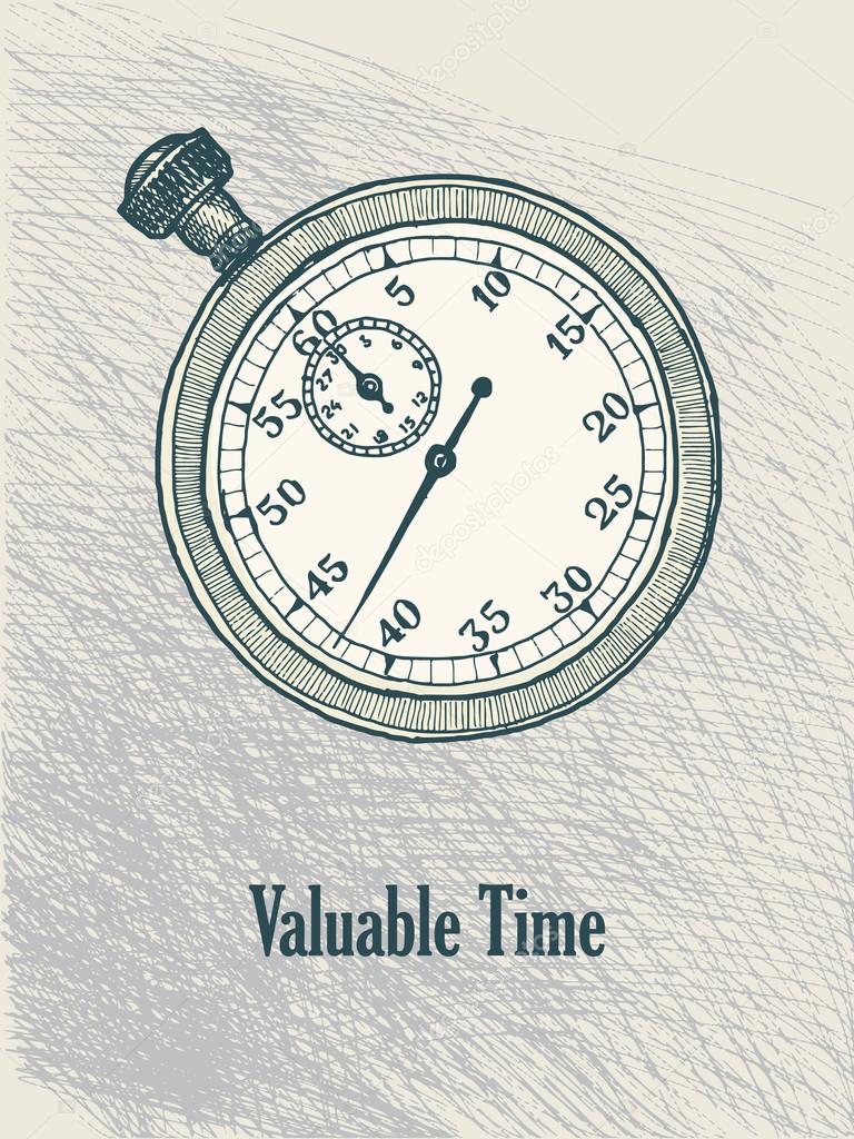 Vintage hand drawn stopwatch Stock Vector by ©whitehoune 96363884