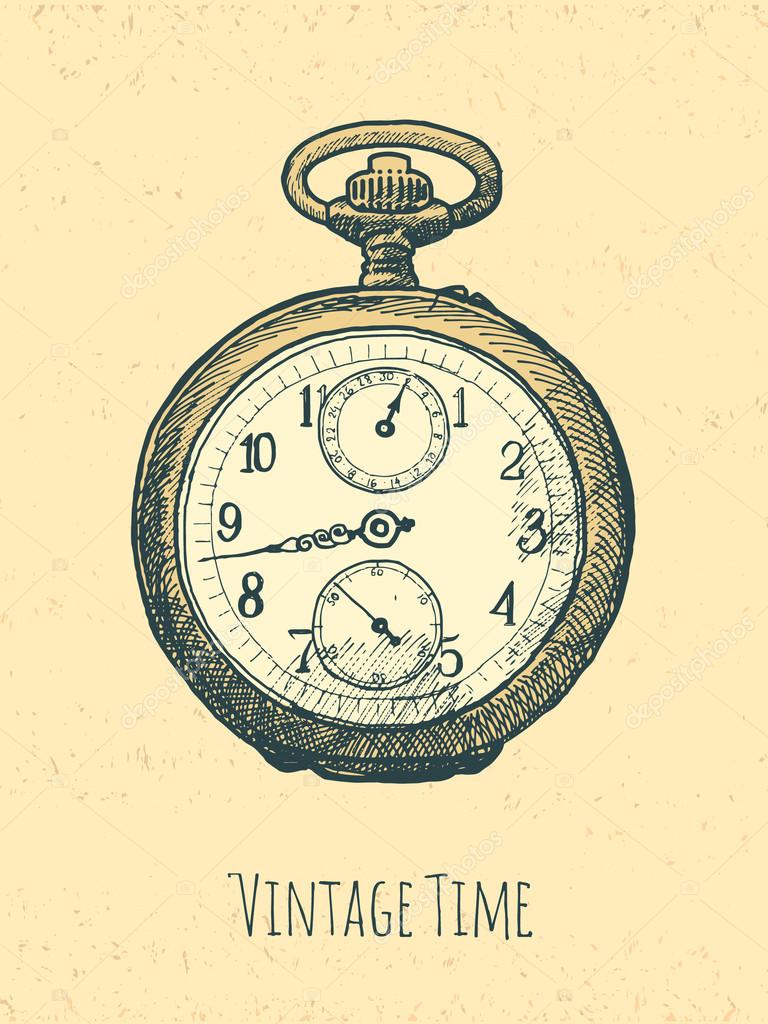 Vintage hand drawn stopwatch Stock Illustration by ©whitehoune #96366558