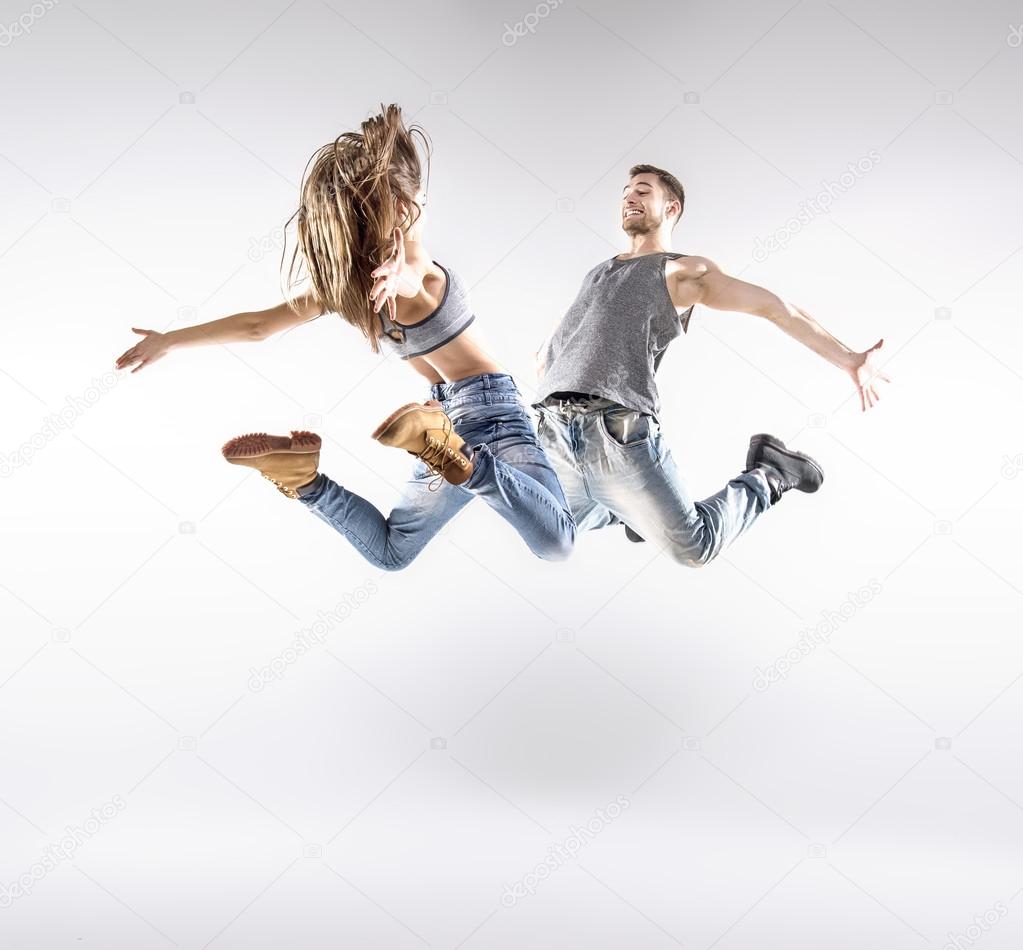 Talented hip-hop dancers practising together — Stock Photo © konradbak ...
