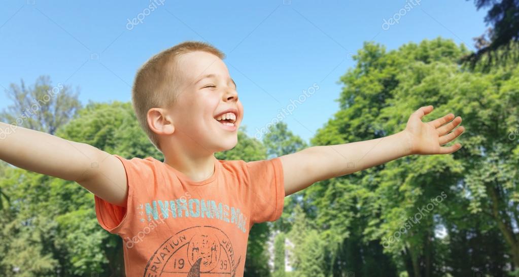 Cute little boy in the park — Stock Photo © konradbak #77503590