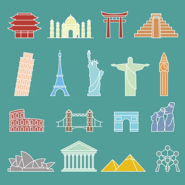 World landmarks outline icons, abstract vector set — Stock Vector ...