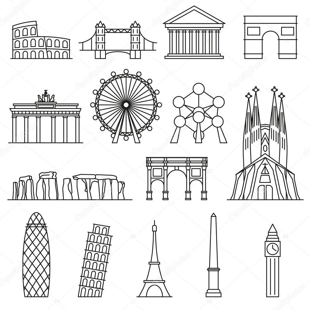 Europe monument Vector. Line art style — Stock Vector © alvaroc #102690526