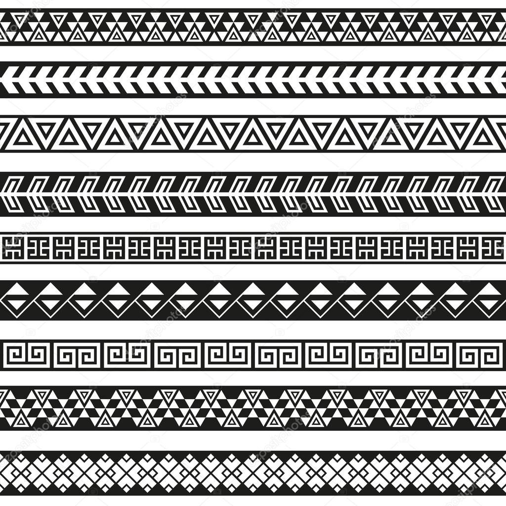 Seamless vector tribal borders. Tribal vintage ethnic seamless backdrop ...