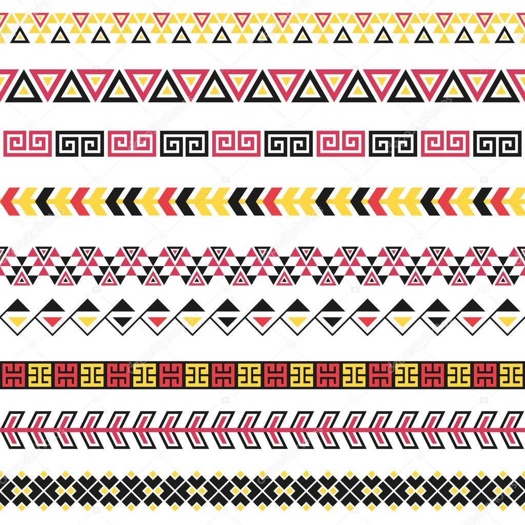 Seamless vector tribal borders. Tribal vintage ethnic seamless backdrop ...