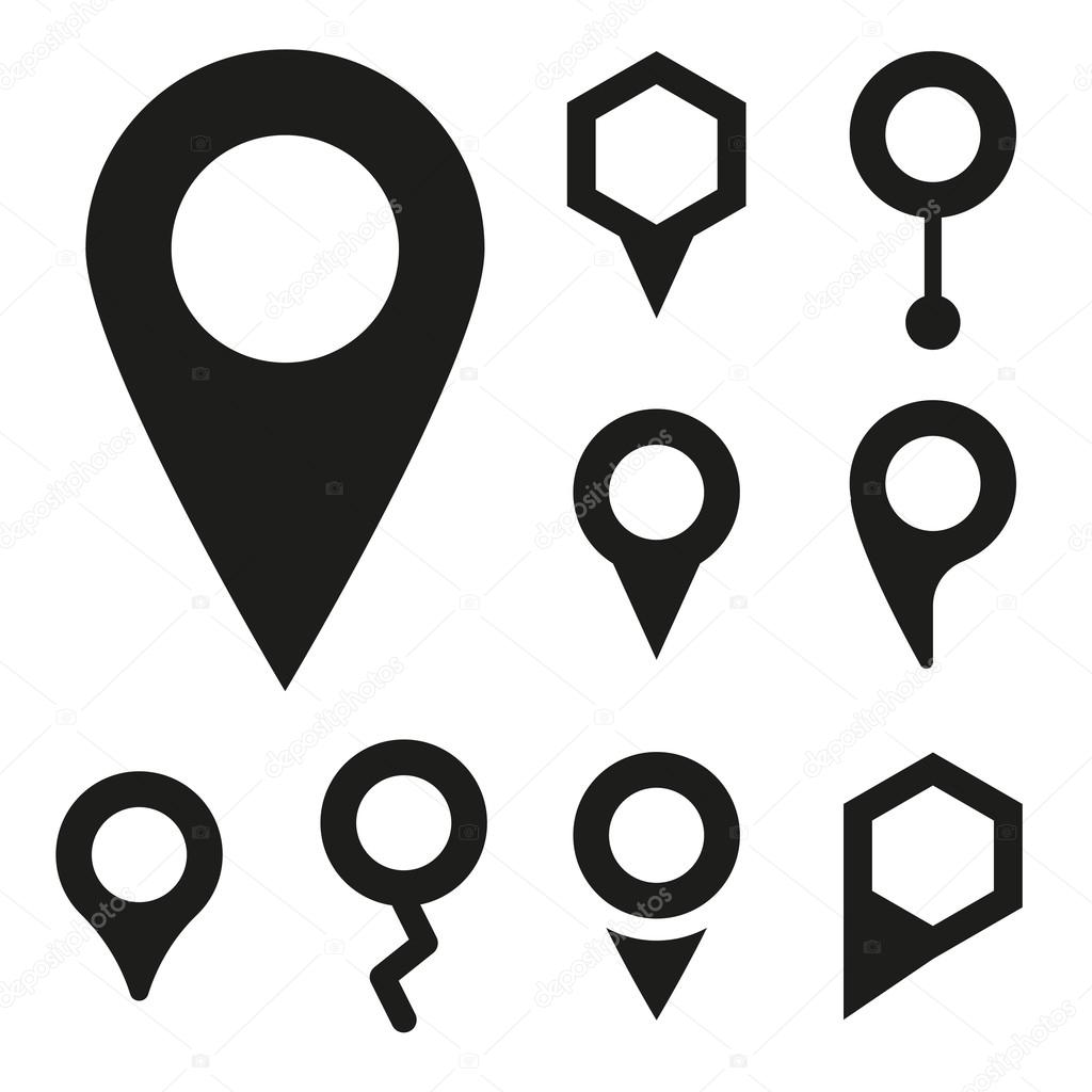 Vector black map pointer icons set on white background Stock Vector by ...