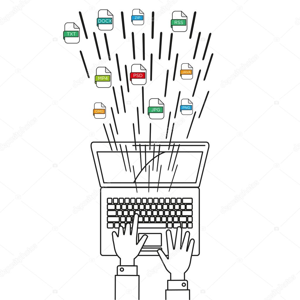 File extensions with computers illustration Stock Vector Image by ...