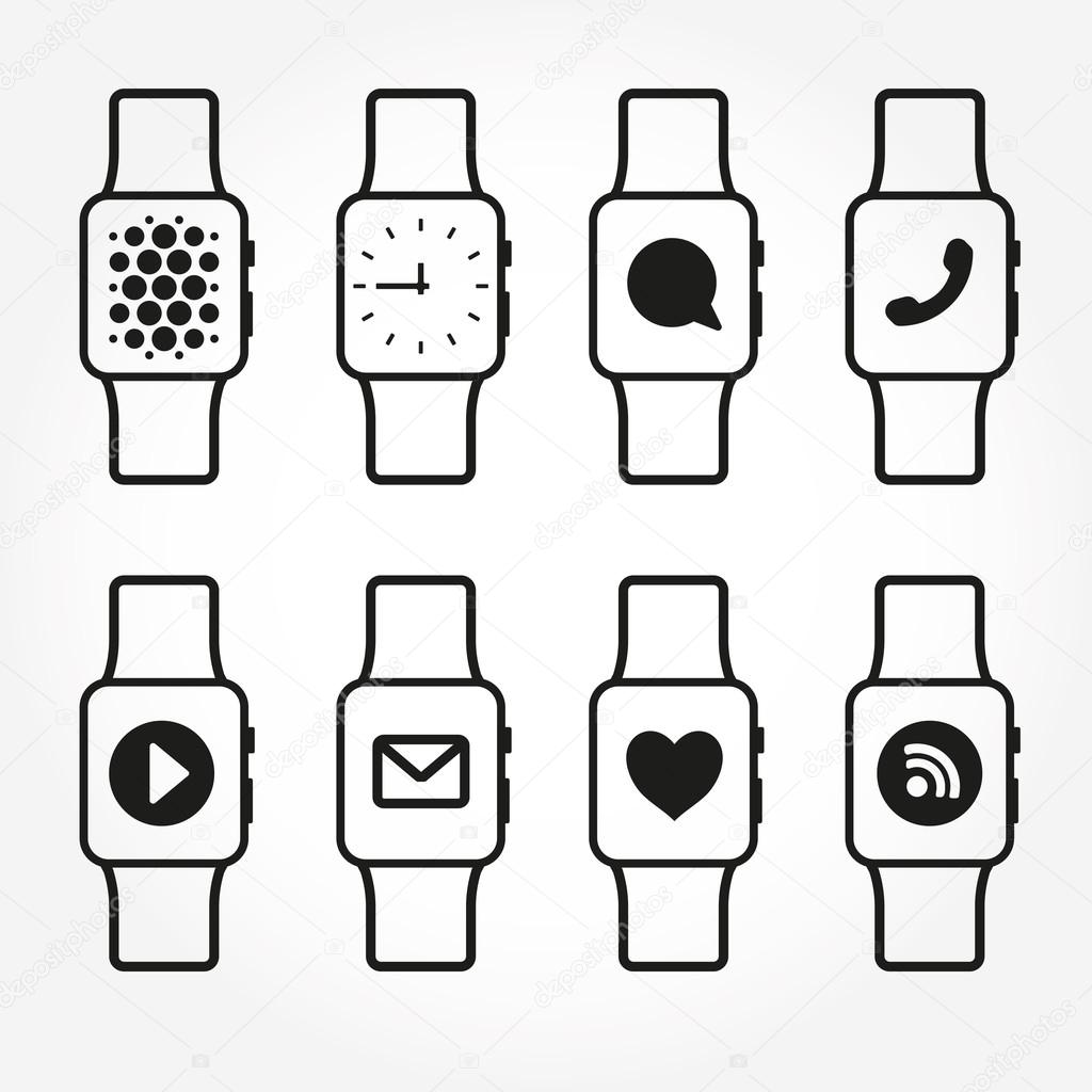 Smart Watch Icons — Stock Vector © alvaroc #96372190