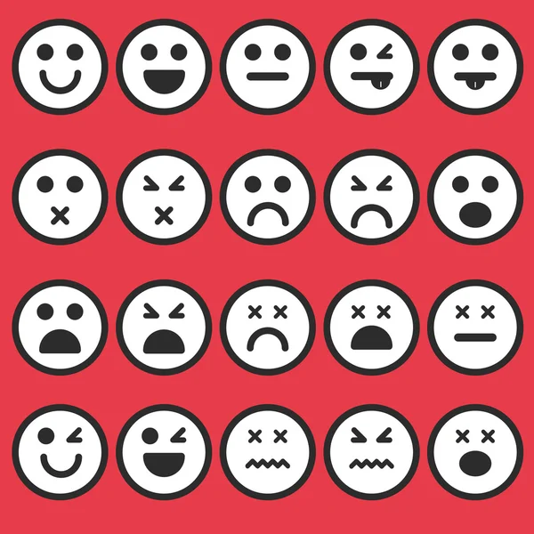 Set Colorful Emoticons Faces Icons Vector Illustration Isolated White ...