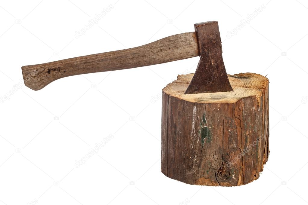 Old axe stuck in log Stock Photo by ©verdateo 56655301