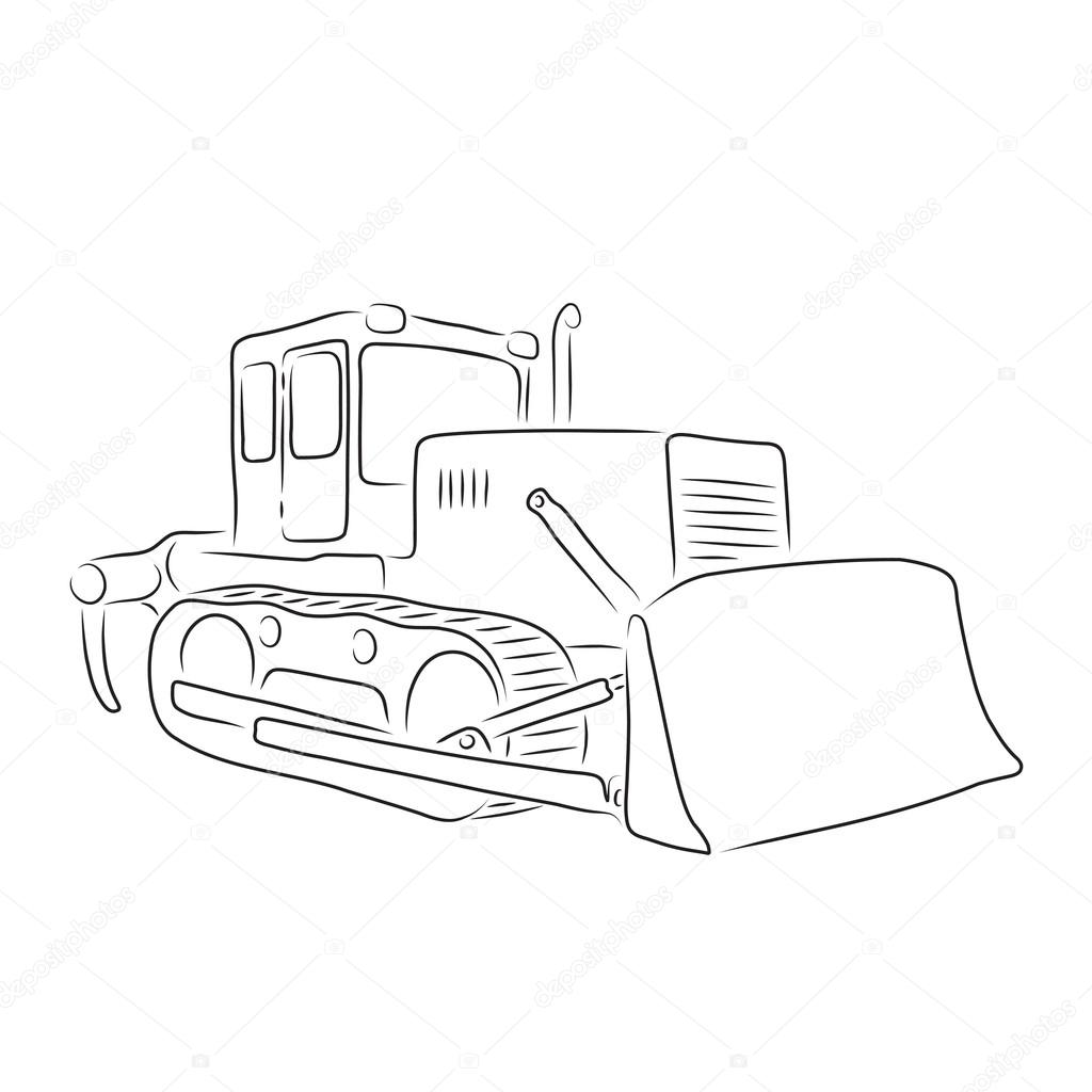 Outline of bulldozer, vector illustration Stock Vector by ©Bellastera ...