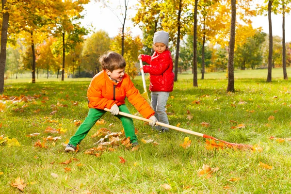 Kids raking leaves Stock Photos, Royalty Free Kids raking leaves Images ...