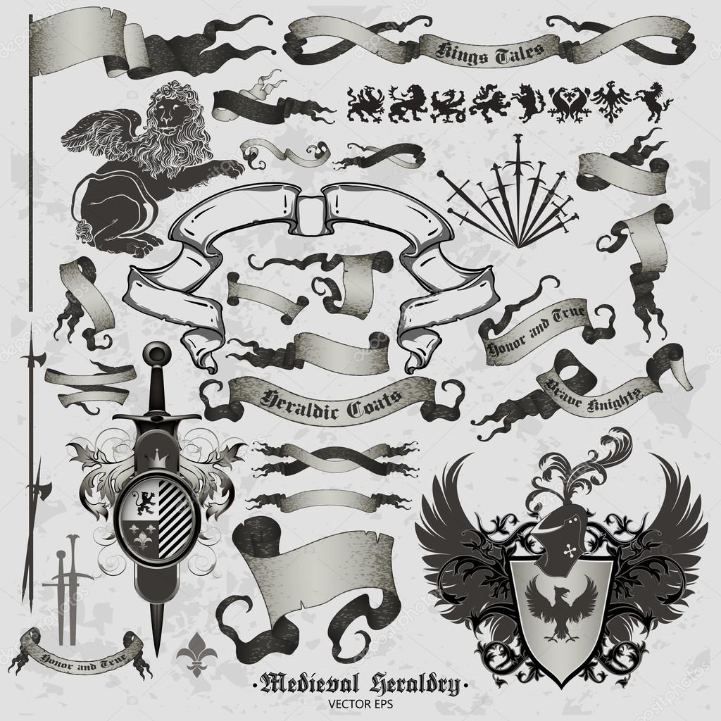 Set of medieval heraldry Stock Vector Image by ©kjolak #53049207