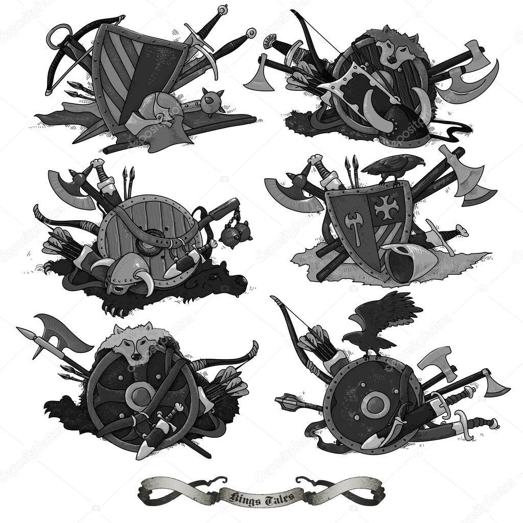 Shields Medieval Hand Drawing Stock Vector Image By ©kjolak 66951423